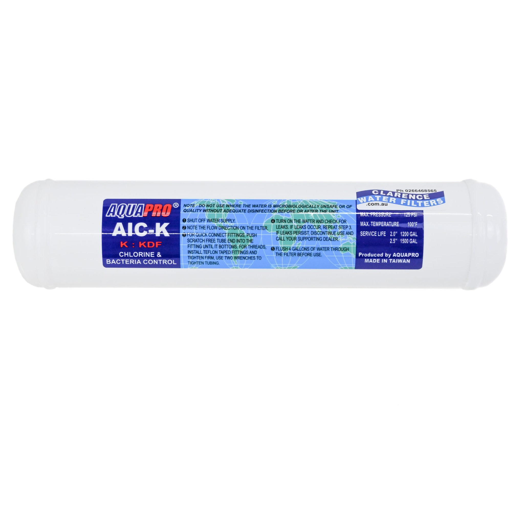 AIC-K 12mm JG High Flow In Line Water Filter GAC & KDF 5 Micron for ...