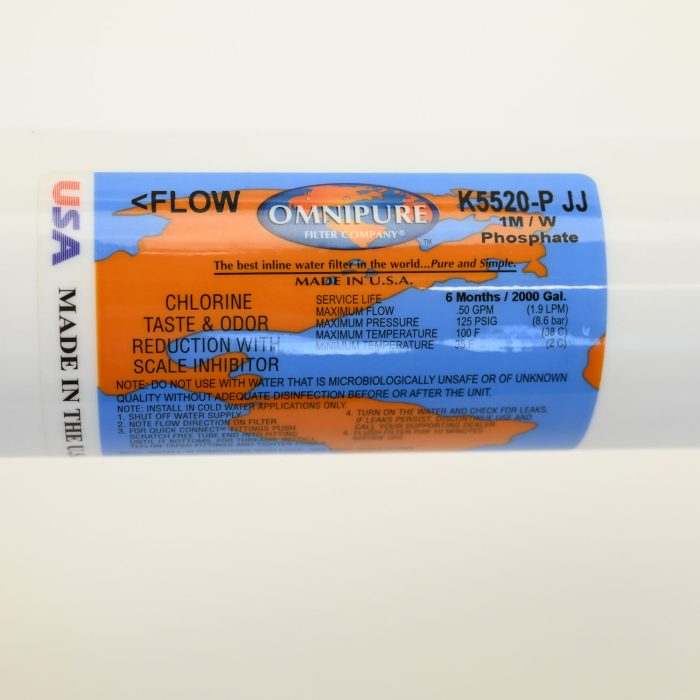 Omnipure K5520-P In Line 1 Micron Carbon Block Filter With Scale Reduction